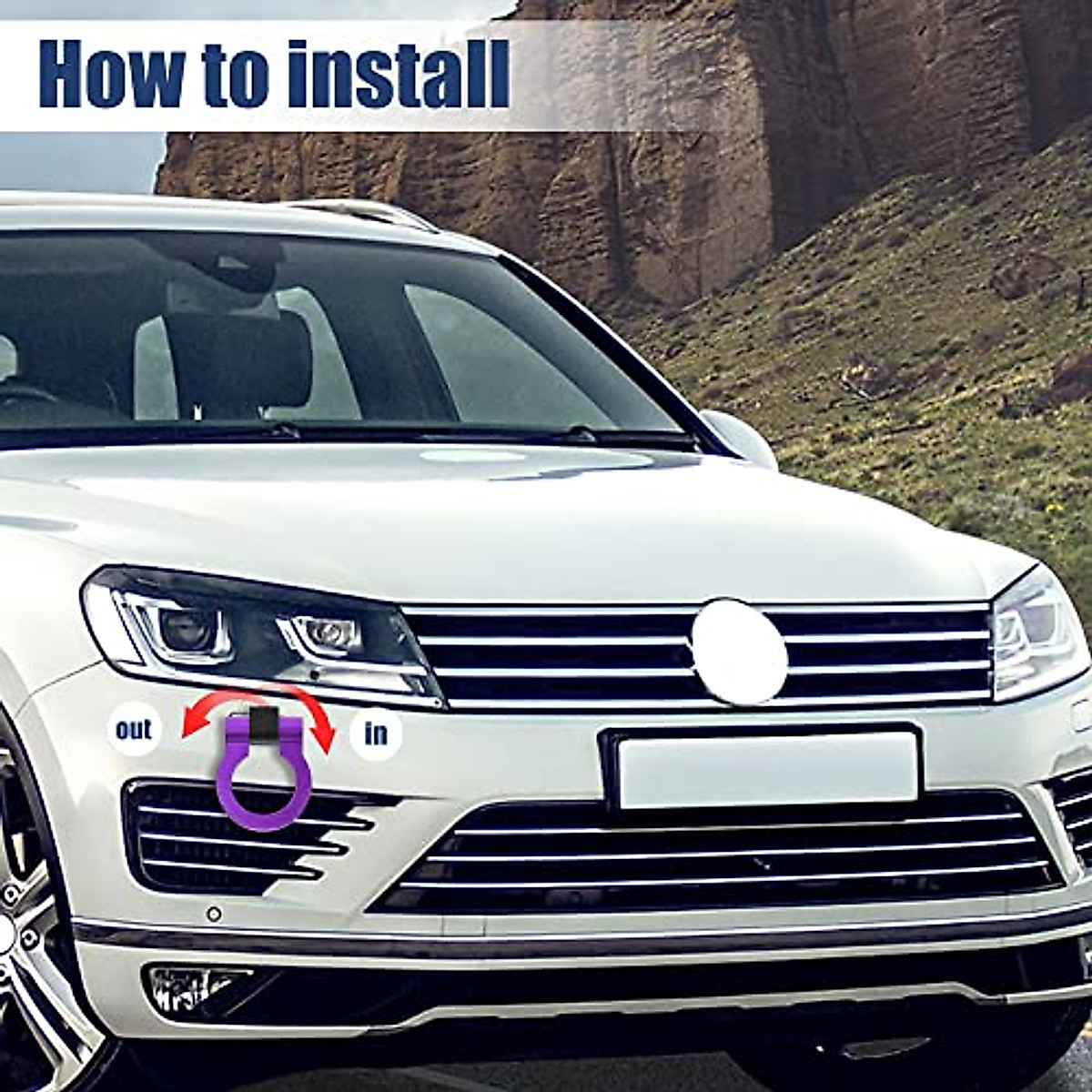 X AUTOHAUX Purple Aluminum Alloy Front Bumper Trailer Ring Eye Towing Tow Hook Screw for Volkswagen Golf GTI