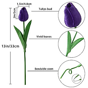 Starryle 10pcs Artificial Tulips Real Touch Fake Flowers for Decoration PU Faux Tulips for Home Bathroom Bedroom Office Table Wedding Bouquet Centerpiece Floral Arrangement Décor