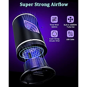 Bug Zapper Indoor, GILAYGROW Insect Trap, Fly Trap, Quiet Fruit Flies Mosquito Killer Trap, Mosquito Lamp, Electric Mosquito Zapper for Bedroom, Living Room, Office, Kitchen (Black)