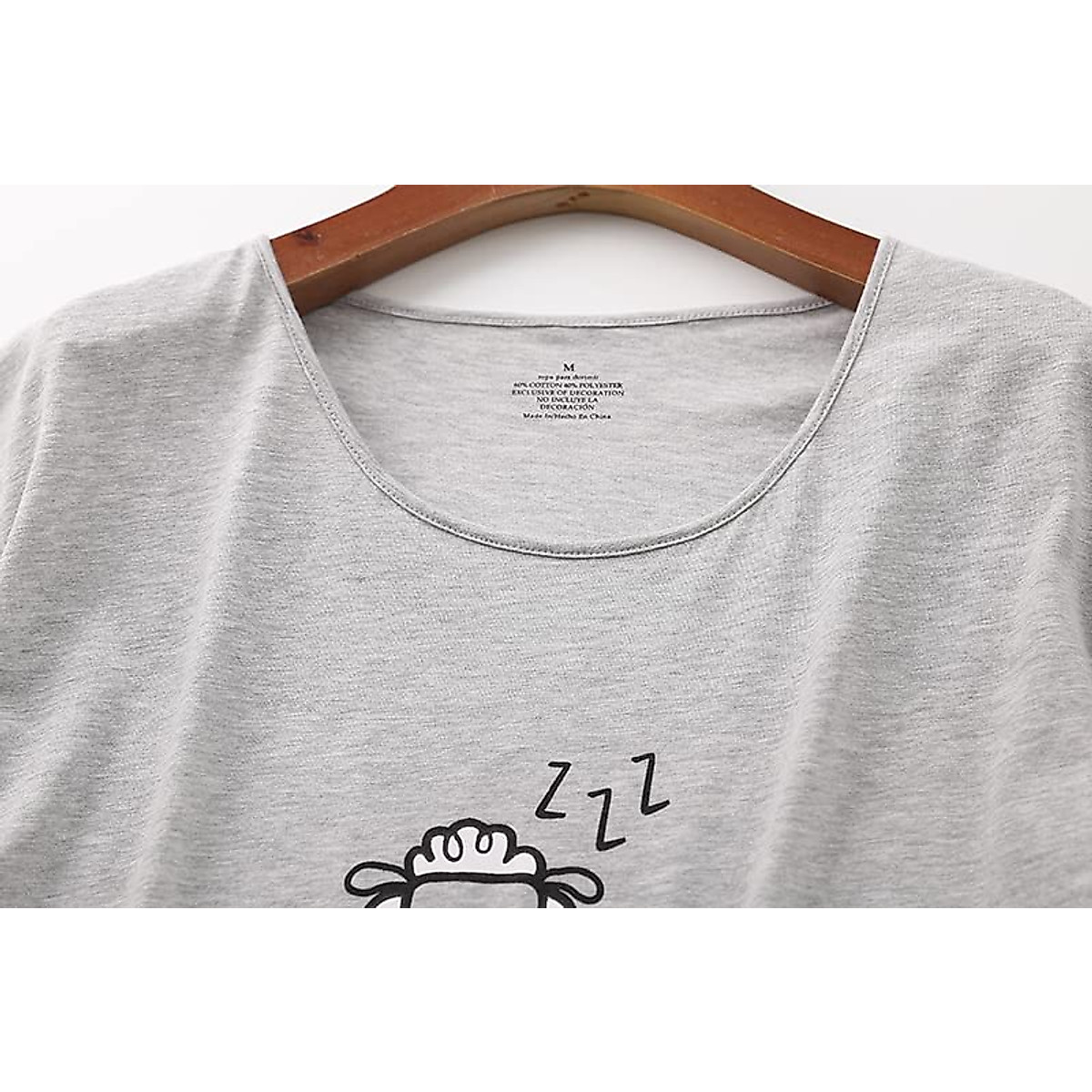 PNAEONG Women’s Pajama Set - Cotton-Blend Short-Sleeve Loose Top with Matching Capri Bottoms SY296-Lazy Sheep-M