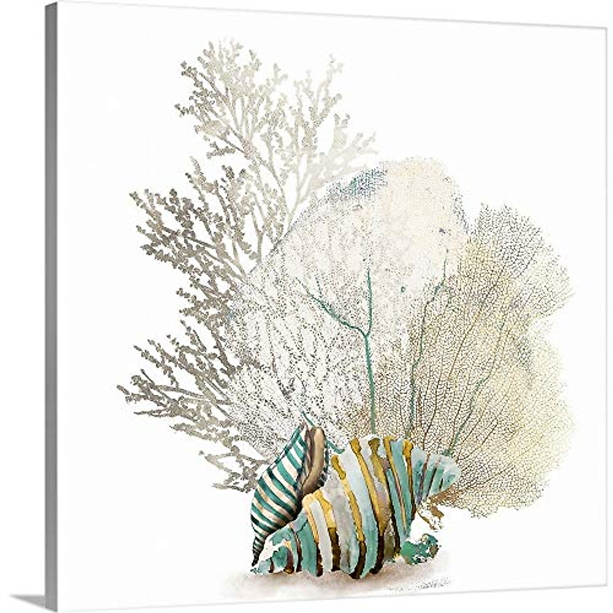 2 Piece Coral Canvas Wall Art Print Set, Beach Home Decor