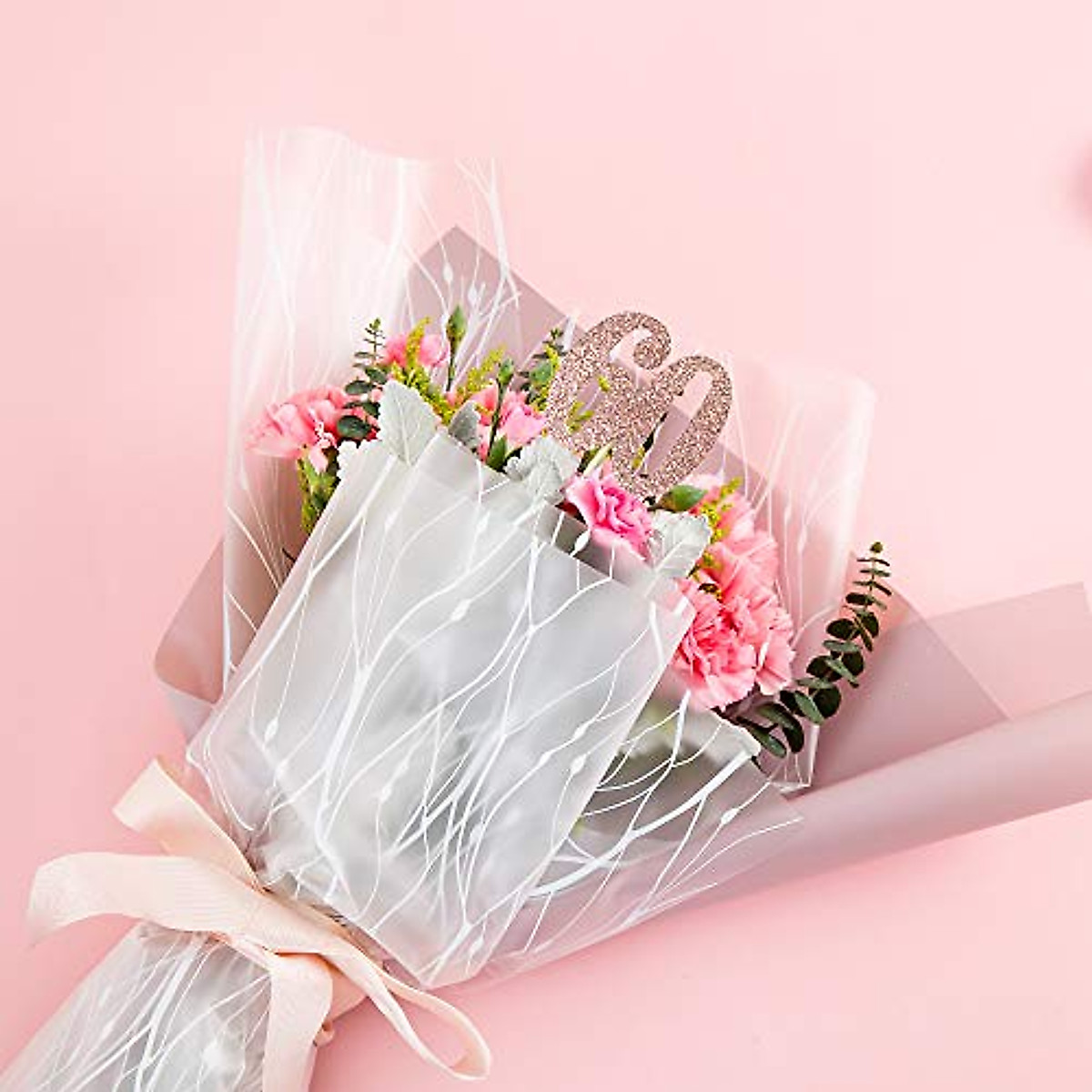 Sumerk 8 PCS 60th Birthday Centerpiece Sticks Rose Gold Glitter 60 Table Centerpieces Flower Toppers for Anniversary Birthday Party Decoration Supplies