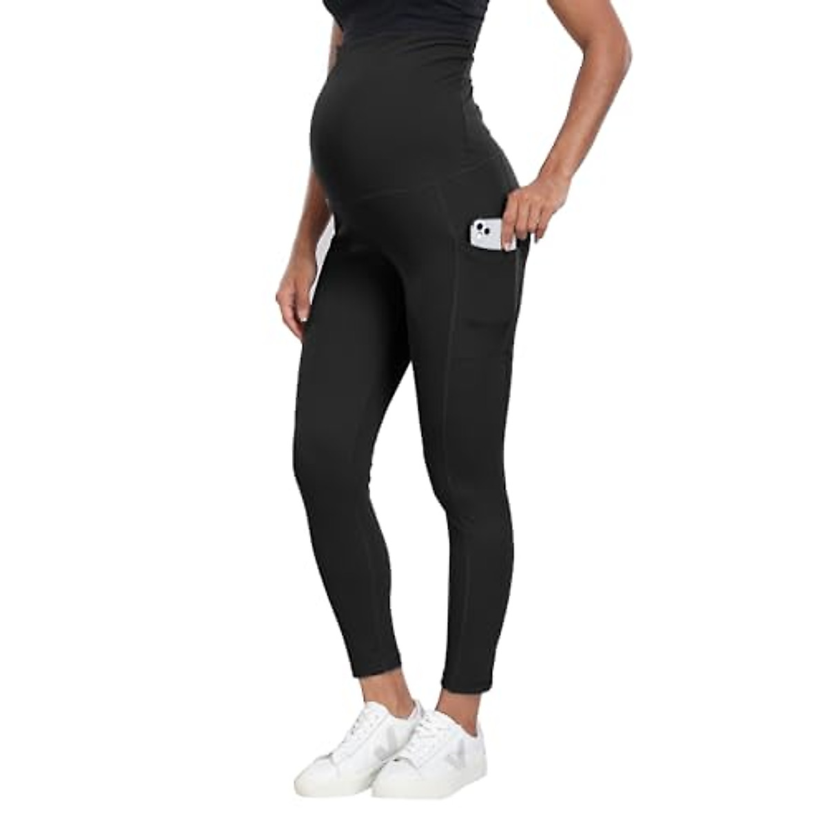 Glampunch Maternity Yoga Pants Over The Belly Workout Leggings Fold Over Waist Pregnancy Activewear Pants with Pockets