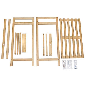 Bamboo Laundry Hamper Basket,Portable Laundry Basket,2 Sections Laundry Clothes Hamper Sorter with Removable Sliding Bag Shelf,Storage Wooden Laundry Sorter for Bedroom,Laundry,Bathroom