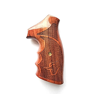 BMPL Hardwood Luxury Laser Grips Compatible with Taurus Medium/Large Frame.357 M44, 65, 66, 80, 82, 83, 96, 431, 441, 607, 608, 669 Revolver Handmade, Brown,Red