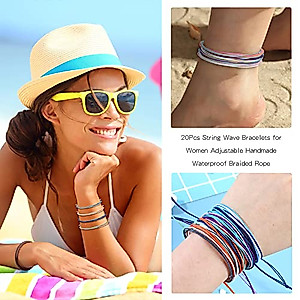 Dcfywl731 16 Pieces String Wave Bracelet for Teen Girls Colorful Handmade Braided Rope Friendship Bracelets Boho Surfer Bracelet for Teen Girls Summer Beach Bracelets Anklets Jewelry