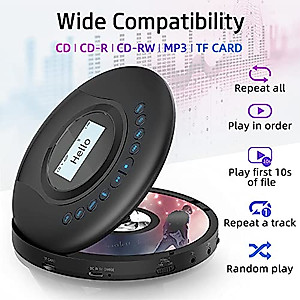 CD Player Portable, ARAFUNA Bluetooth CD Player for car, 2000mAh Rechargeable Portable CD Player with LCD Screen, Anti Shock Protection Walkman CD Player with Headphone -Upgraded