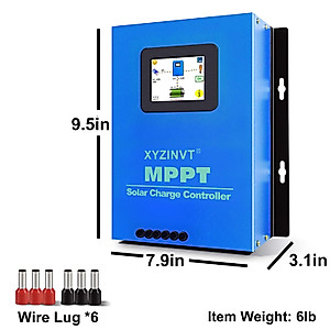 XYZ INVT MPPT Solar Charge Controller 60A Max 170V Input Volt PV Solar Panel Controller Touch Screen LCD Display 12V/24V/48V Auto Identify 36V Manual Setting (MPPT-60A)