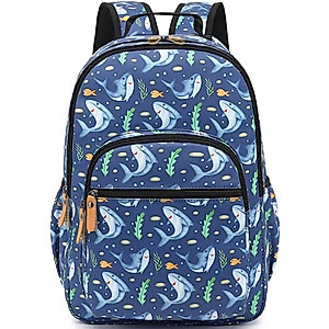 Leaper Water-resistant Shark Laptop Backpack Travel Bag College Backpack Laptop Bag Satchel Dark Blue