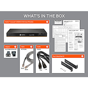 Vertiv Avocent AV3000 Rackmount KVM Over IP Switch, 16 Port KVM switches, Common Access Card (CAC), Local and Remote Access, Centralized Management, VGA, DisplayPort, DVI, HDMI, VGA Cable (AV3216-400)