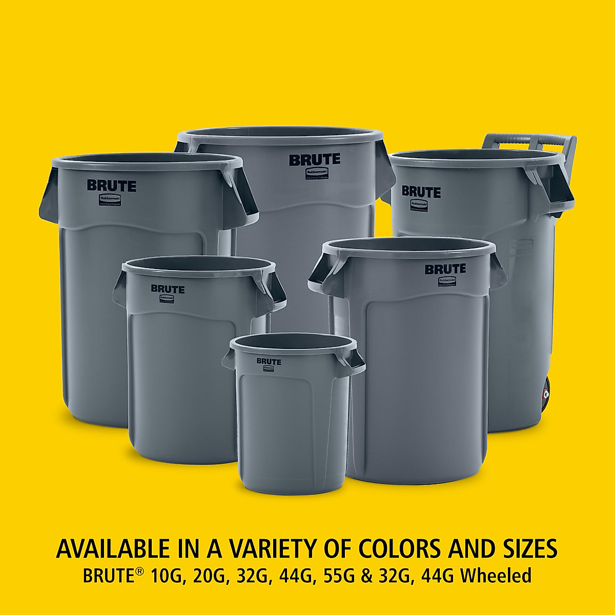 Rubbermaid Commercial Products BRUTE Heavy-Duty Trash/Garbage Can, 32-Gallon, Gray, Waste Container Home/Garage/Mall/Office/Stadium/Bathroom