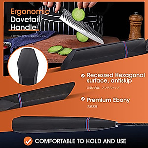 ROCOCO Kiritsuke Knife Hand Forged Sharp Chef Bunka Knives Professional Multipurpose Meat Vegetable Cleaver for Home Kitchen BBQ 7.8" Birthday Thanksgiving Christmas Gift