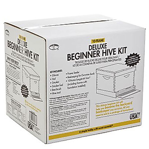 Little Giant MEDBOX10 10 Frame Medium Honey Super Beehive Brood Body Wooden Keepsake Box, Natural Unfinished Pine with Wax Coated Frames (3 Pack)