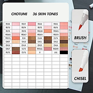 CHOTUNE-Artist Markers-Skin Color Brush Tip Alcohol Markers-Professional Blending Illustration Art Markers Skin Tone Markers