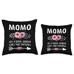 FAMILY 365 Momo Like A Normal Grandma Only More Awesome Art Flower Throw Pillow, 18x18, Multicolor