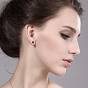 Gem Stone King 925 Sterling Silver Blue Sapphire Stud Earrings For Women (0.80 Cttw, Gemstone Birthstone, Oval 6X4MM)