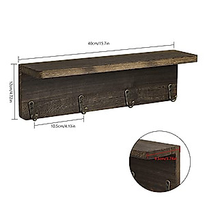 LIANTRAL Coat Rack Wall Mount with Shelf, 2 Pack Coat Hooks Wall Mounted Rustic Wall Mounted Coat Rack with 4 Hooks for Wall Decor, Entryway, Mudroom, Hallway, Bedroom, Bathroom, Kitchen(Brown)