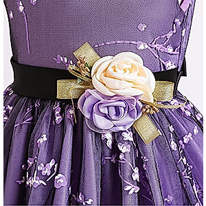 USEMPER Flower Girl Dresses for Wedding Girls Princess Gown Girl Fancy Dress Baptism Dresses for Baby Girls High Low Tulle with Train Size 5T 6T Years(Purple 120)