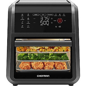Chefman 12-Quart 6-in-1 Air Fryer Oven with Digital Timer, Touchscreen, and 12 Presets - Family Size Countertop Convection Oven, Dishwasher-Safe Parts