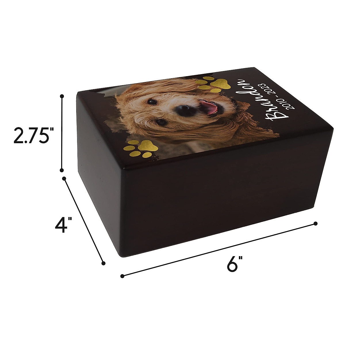 Custom Pet Keepsake Urns for Dogs, Wooden Box for Pet Ashes with Photo for Your Beloved Pets, Pet Cremation Urns as Sympathy Gifts for Pet Lovers - Small, 6" x 4" x 2.75" Pet Urns (Design 5)
