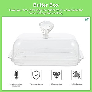 YARNOW Dishes Funny Butter Dish Acrylic Butter Dish with Lid Clear Plastic Butter Keeper Container Cheese Cream Crisper Box Butter Cutter Sealed Storage Box 14. 5x8cm Butter Box Cheesecake