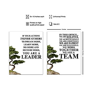Office Wall Art Decoration Set - Motivational Decor - Leadership Saying - Gift for Boss, Manager, Team Leader, Coach, Teacher, Entrepreneur - Inspirational Quote Poster Print - Unique Photo 8X10 Set