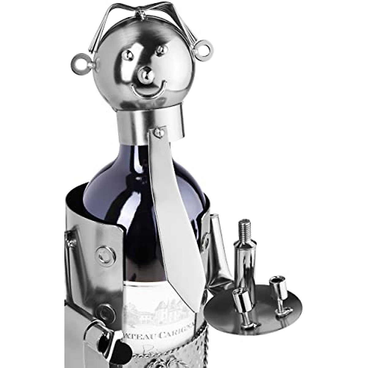 BRUBAKER Wine Bottle Holder Waiter - Metal Sculpture - Wine Rack Decor - Tabletop - with Greeting Card