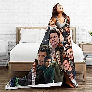 Pedro Pascal Photo Collage Soft and Comfortable Warm Fleece Blanket for Sofa,Office Bed car Camp Couch Cozy Plush Throw Blankets Beach Blankets (50"x40")