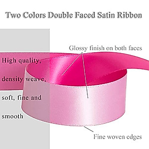 YASEO Double-Sided Two-Tone Ribbon, 20 Yards 1 Inch Double Faced Pink and Rose Satin Ribbon for Valentine's Day, Wedding, Birthday, Gift Wrapping and Party Decor