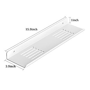 SDlemeiy Floating Shelves Wall Mounted Bathroom Shelf，Wall Mounted Hanging Shelves，Metal Display Wall Shelf,Wall Mounted，Carbon Steel Material(White, 15.9inch)