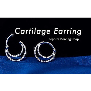 OUFER 16G Daith Septum Rings Unique Design Clear CZ Paved 316L Stainless Steel Daith Helix Earrings Septum Piercing Jewelry