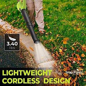 Cordless Leaf Blower - SnapFresh 150 MPH Leaf Blower with Battery & Charger, 2 Section Tubes, Free Control Speed,Lightweight, Electric Leaf Blower for Blowing Leaves, Lawn Care, Dust & Other Debris
