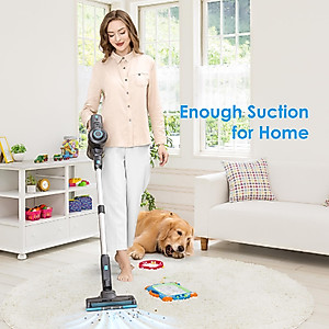 Oraimo Stick Vacuum, Cordless Vacuum Cleaner with Self-Standing, Cordless Stick Vacuum with 35 Mins Runtime Detachable Battery, 6 in 1 Lightweight Vacuum with LED for Hardwood Floor Carpet Marble Tile