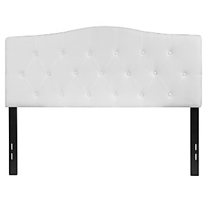 EMMA + OLIVER Tufted Upholstered Full Size Headboard in White Fabric