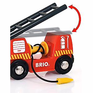 BRIO 33833 World Central Fire Station - Interactive Toy Set with Fire Truck and Accessories | Light and Sound Features | Compatibility with All BRIO Railway Toys | Safety Tested | for Kids Ages 3+