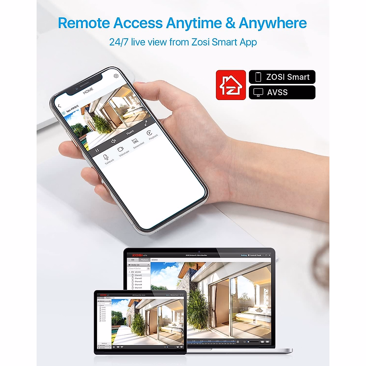 ZOSI 5MP Lite Home Security Camera System,H.265+ 8Channel CCTV DVR and 4PCS 1920TVL 1080p Weatherproof Outdoor Indoor Surveillance Cameras,120ft Night Vision,Remote Access,No Hard Drive