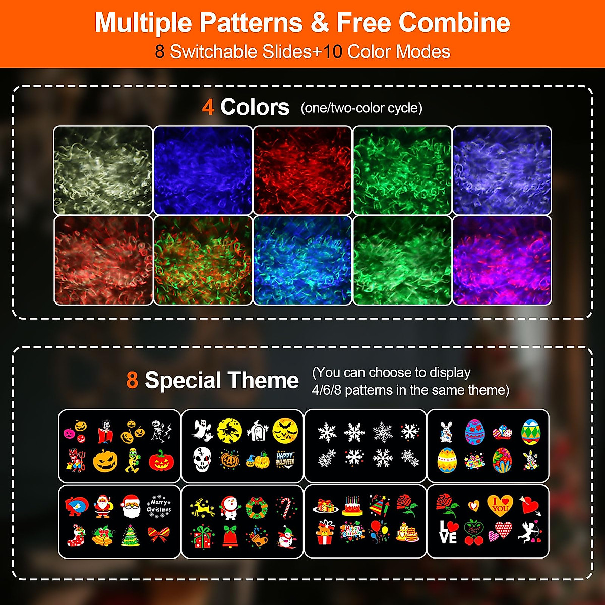 GreenClick Christmas Projector Lights,2023 Upgrade Snowflake & 64 Patterns Holiday Projector Lights Outdoor with Remote Control Timer Ocean Wave Projector for Party Home Valentines Garden Decoration