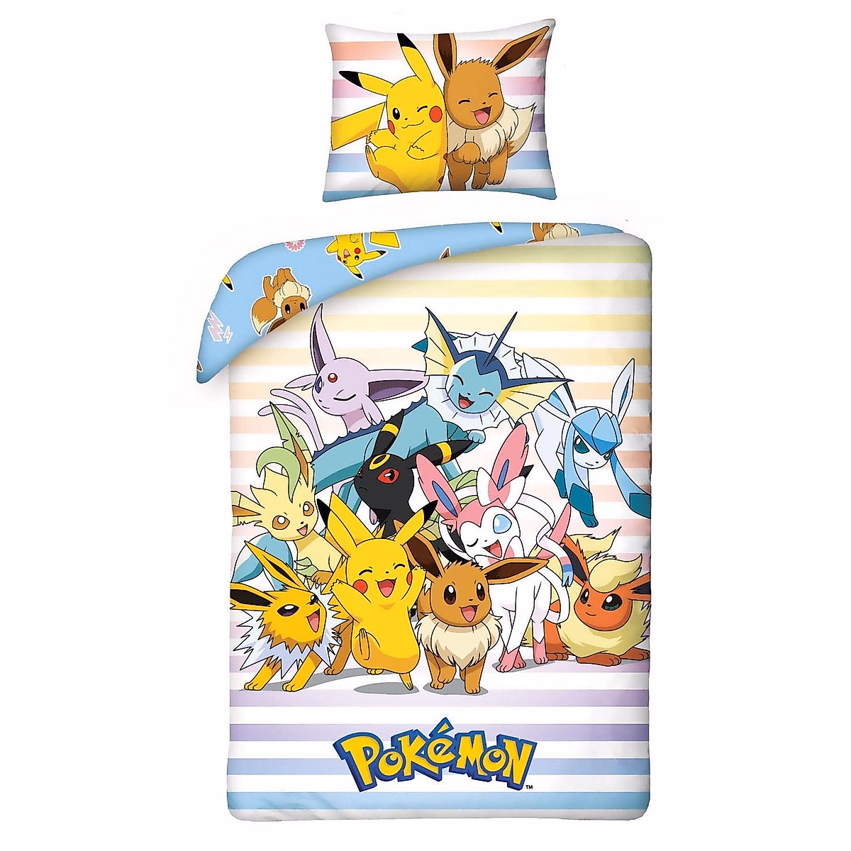 Pokémon Characters Single Cotton Duvet Cover Set - European Size