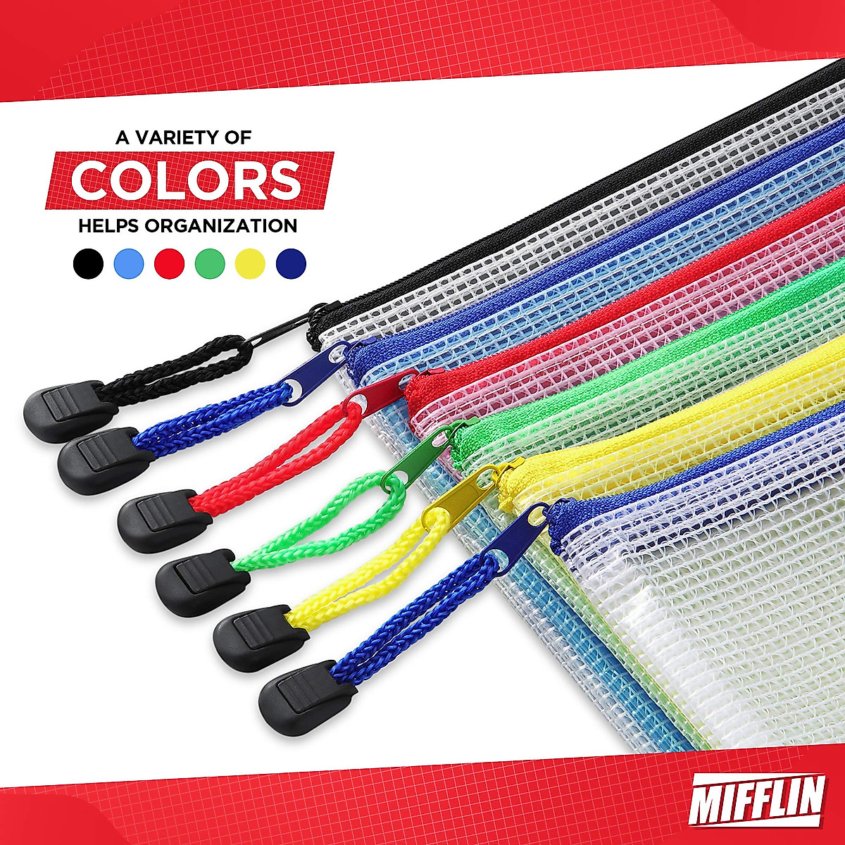 Mifflin-USA 18pcs Mesh Zipper Pouch Document Bag, A4 Mesh Bags Waterproof Clear Travel Zipper Organizing Bags for Board Game School Home Office Organization