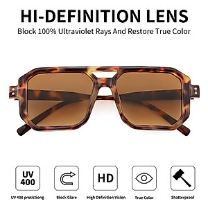FEISEDY Retro Sunglasses for Women Men Trendy Aviator Sunglasses Classic Square Frame Shades B2939