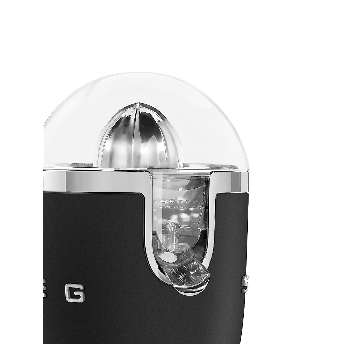 SMEG 50's Retro Style Citrus Juicer with Drip Free Spout, Automatic Activation, and Efficient Straining, Black