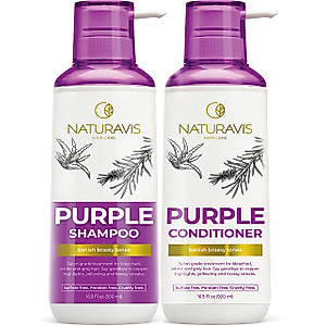 Purple Shampoo and Conditioner Set - Sulfate Free Toner for Grey, Bleached, Silver and Blonde Hair - No Brass or Yellow Highlights - Moisturizing Salon Grade