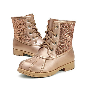 DREAM PAIRS Girls Side Zipper Glitter Ankle Boots KBO212 Rose/Gold Size 2 Little Kid