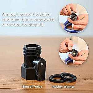 FangFarm ½" Outdoor Garden Hose with Shut-off Valve for Lawns, Flexible Water Hose, Durable and Leakproof, Solid Brass GHT Connector (5FT, Blue)