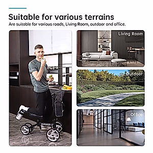 ELENKER Steerable Knee Walker with 10" Front Wheels Deluxe Medical Scooter for Foot Injuries Compact Crutches Alternative Black