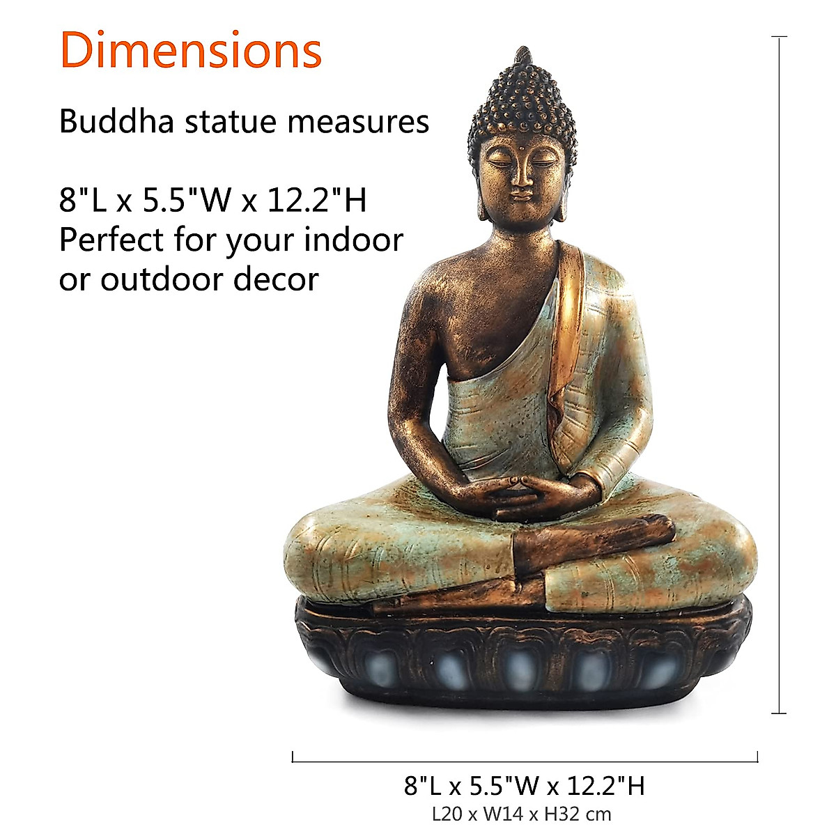 Buddha Statue for Home Decor.12" Buddha Statue (The Moment of Enlightenment) Meditation Buddha,Collectibles and Figurines,Yoga Zen Decor,Spiritual Living Room Decor,Hindu and East Asian Décor