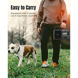 PRUNUS J09 Digital AM FM Portable Radio Shortwave, Bigger Screen for Elderly, AC/ 4 D Cell Batteries Powered,TF Card/USB Player, Time Setting, Earphone Jack, Auto Station Preset for Seniors/Hurricane