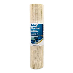 Camco Slip Stop Liner - Prevents Slipping and Sliding in RVs & Camper Kitchen Shelves and Drawers | Great for Toolboxes, Rugs, & More |Durable, Washable Material | 1' x 12' Roll - Cream (43277)