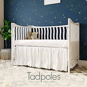 Tadpoles Dust Ruffle Crib Skirt | 28" x 52" with a 14" Drop | Made of 100% Softly Brushed Microfiber Polyester | Easy to Care for | Soft, Smooth, Breathable & Durable | Ideal for Babies | White