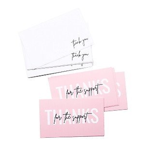 RXBC2011 100 Little Thank You for the support Cards Handwritten Lettering Design Bulk Thank you Notes for All Occasion 3.5 x 2 Inch pink